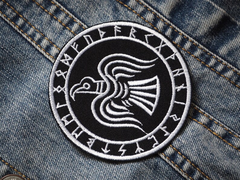 ODIN CROW Hugin Munin Embroidered Patch Pagan Ancient Bird | Etsy