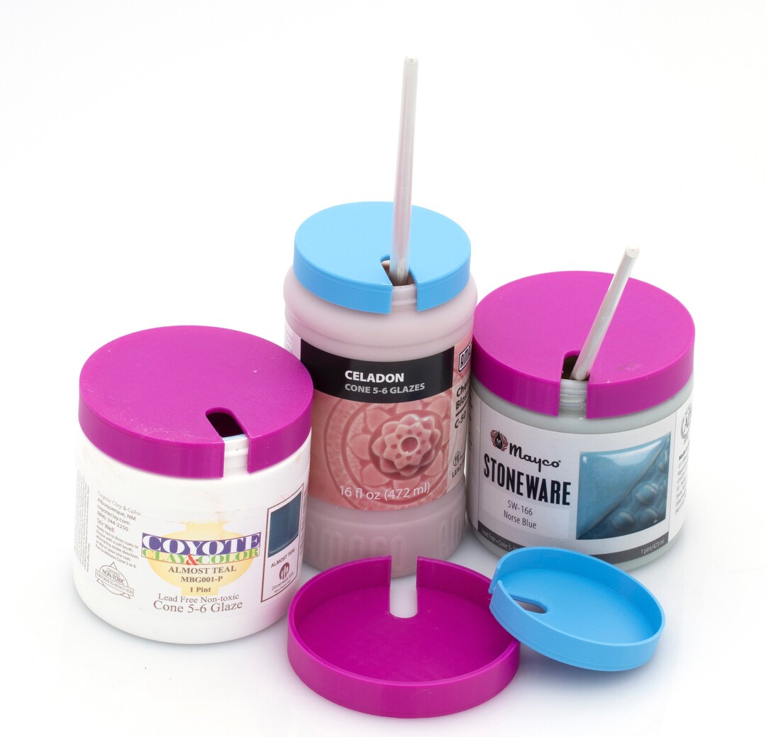 3D Printed Glaze Lids With Holes for Paint Brushes - Etsy