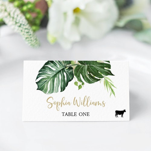 Tropical Place Card Template INSTANT DOWNLOAD Printable - Etsy