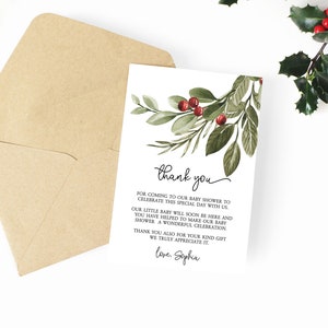 Christmas Thank You Note, EDITABLE Template, Printable Thank You Card ...