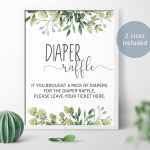 Greenery Baby Shower Diaper Raffle Sign (digital Download) - Etsy