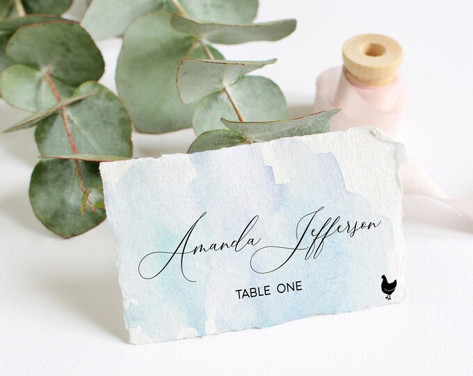 Blue Watercolor Place Cards EDITABLE Template Printable - Etsy