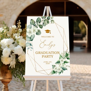 Sage Green Eucalyptus Graduation Party Welcome Sign, EDITABLE Printable ...