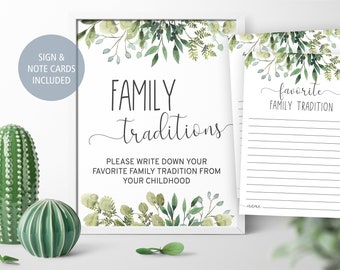 Baby Shower Family Traditions Sign and Cards Printable Baby - Etsy