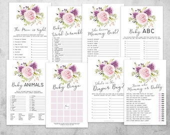 Purple Baby Shower Games - Etsy