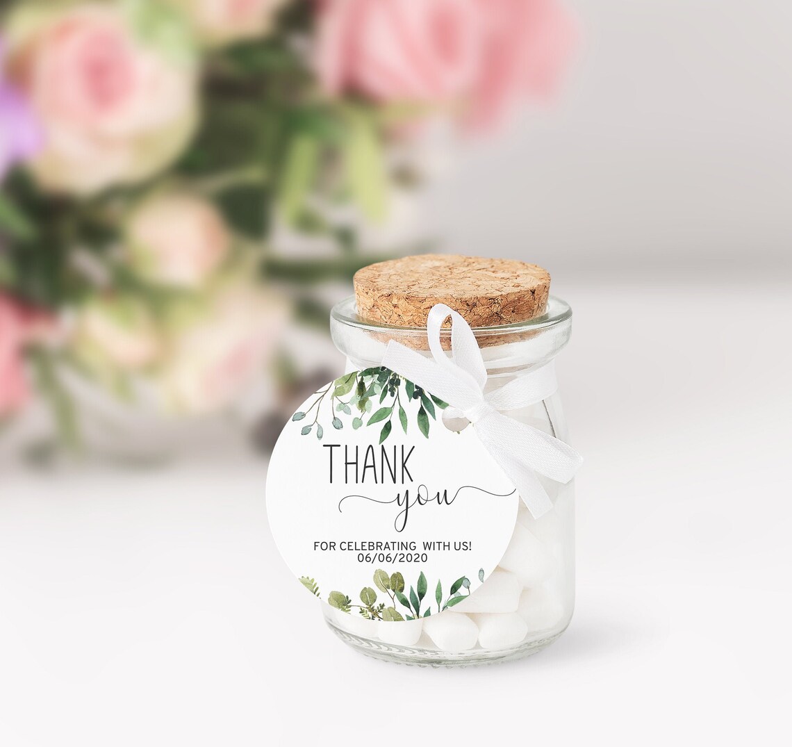 Greenery Thank You Tag EDITABLE Template Round Floral Thank - Etsy