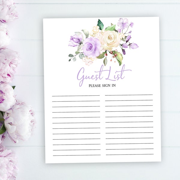 Lavender Guest Book - Etsy