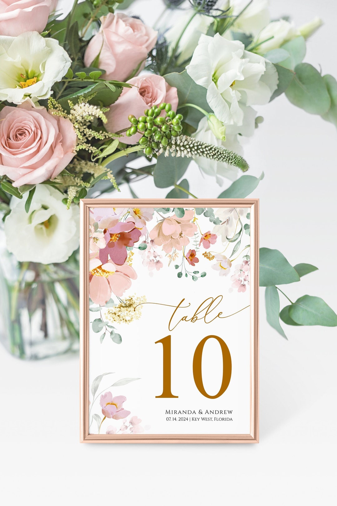 Wildflowers Table Numbers, EDITABLE Template, Printable Boho Pink & Red ...