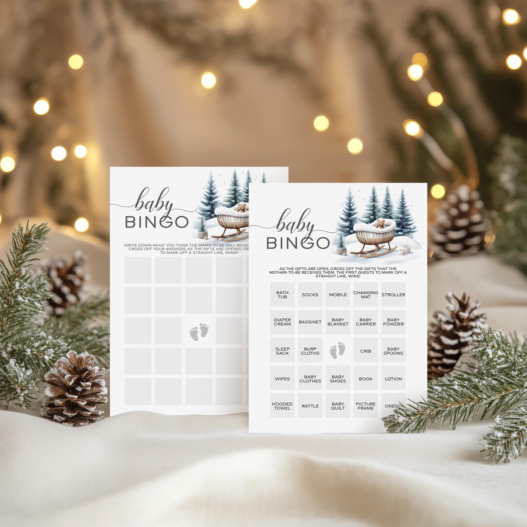 Winter Baby Shower Bingo Game Editable Printable Baby Brunch Activities ...