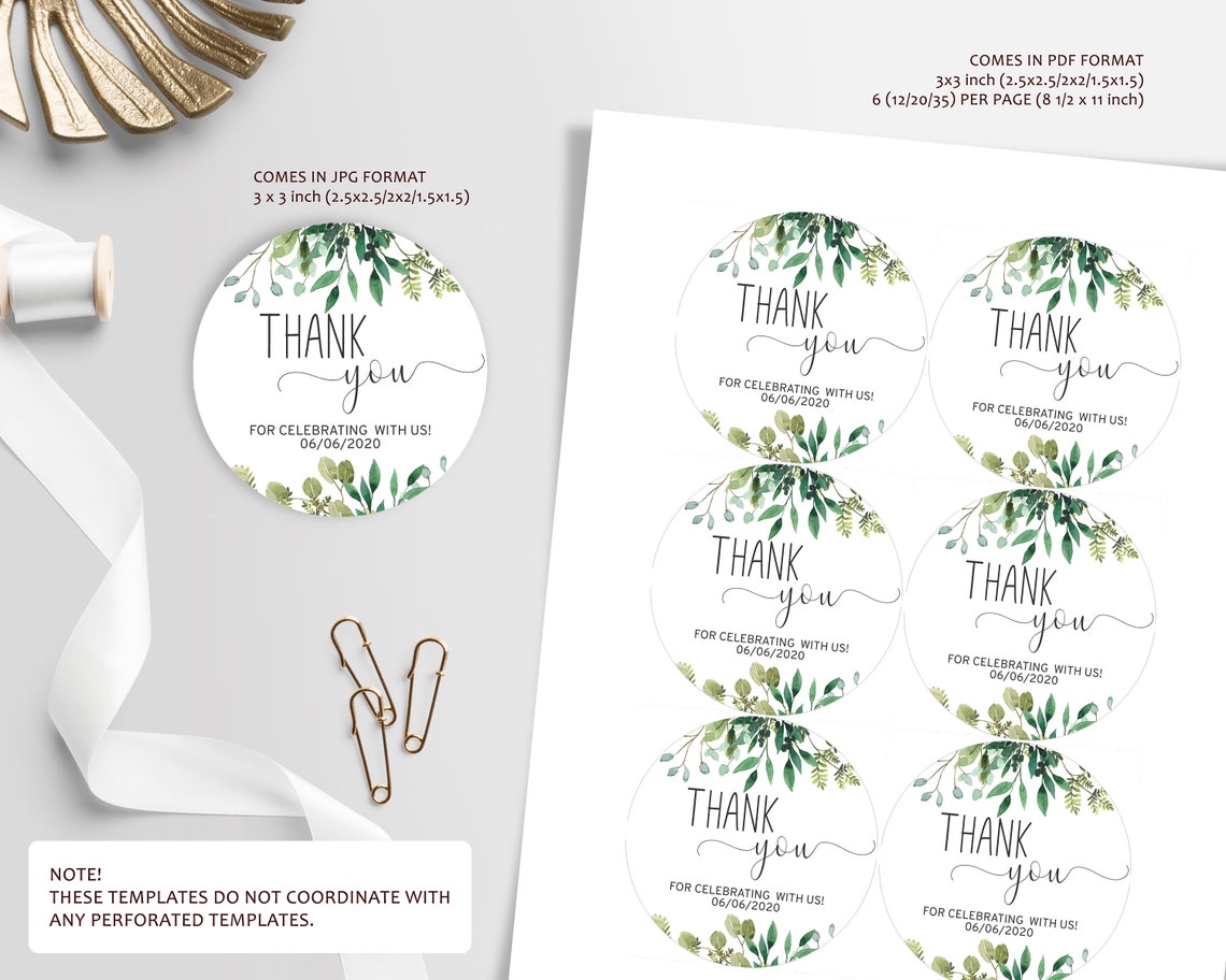 Greenery Thank You Tag EDITABLE Template Round Floral Thank - Etsy