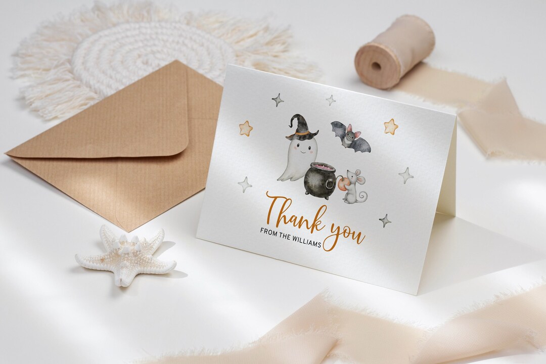 Little Boo Thank You Card, Printable Thank You Note Card, Pumpkin Thank ...