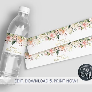 EDITABLE Boho Floral Bottle Label Water Labels Printable - Etsy