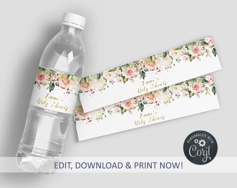 EDITABLE Boho Floral Bottle Label Water Labels Printable - Etsy