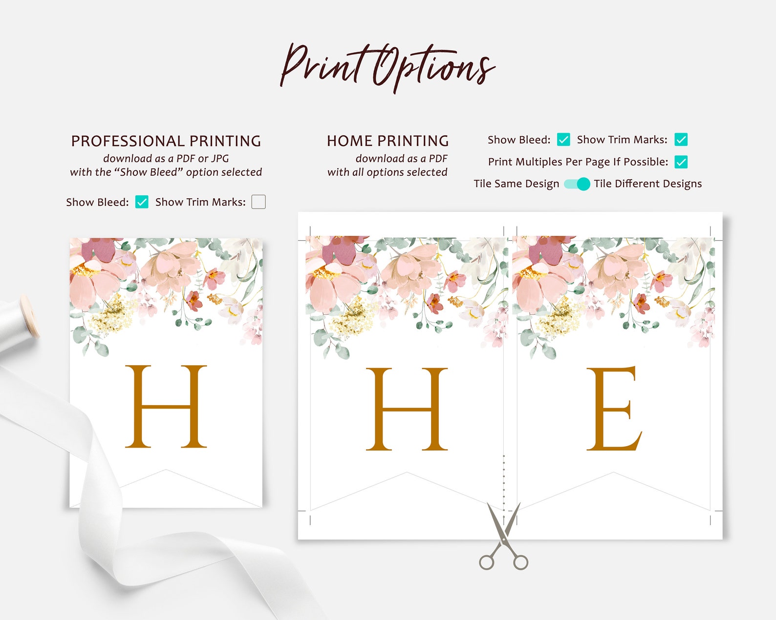 EDITABLE Alphabet Banner Template, Wildflower Printable Baby Shower ...