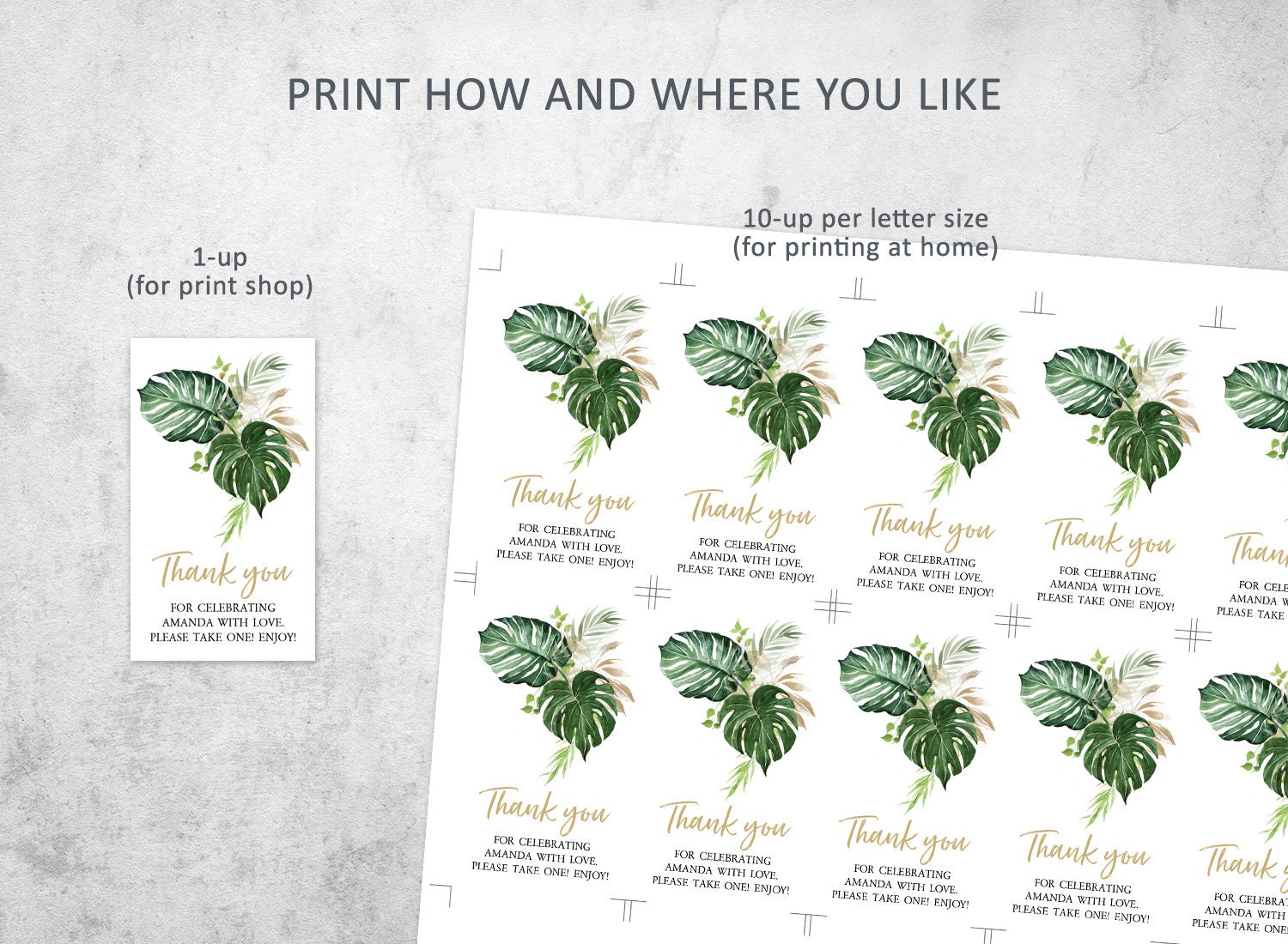Greenery Thank You Tag Template Tropical Favor Tag Printable - Etsy
