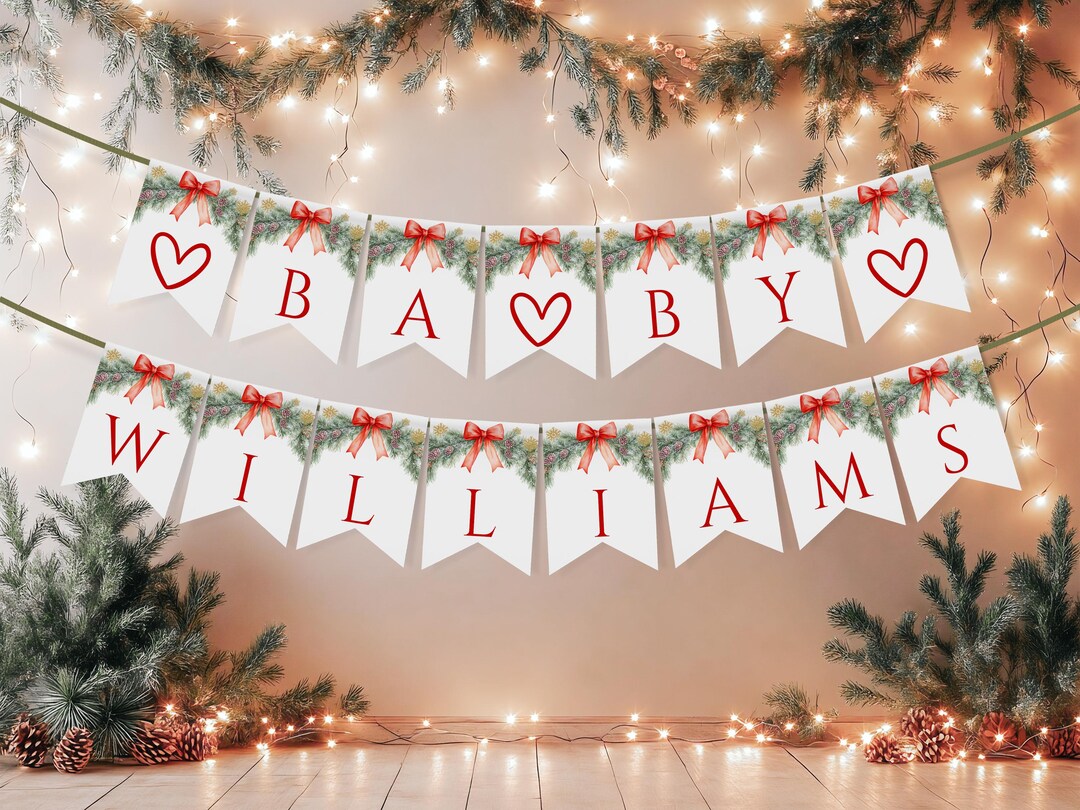 Christmas Alphabet Banner Template EDITABLE Printable Baby Shower ...