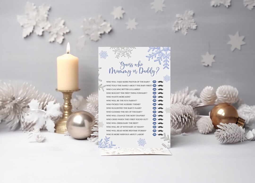 Winter Guess Who? Baby Shower Game: Blue Snowflakes (EDITABLE Printable ...