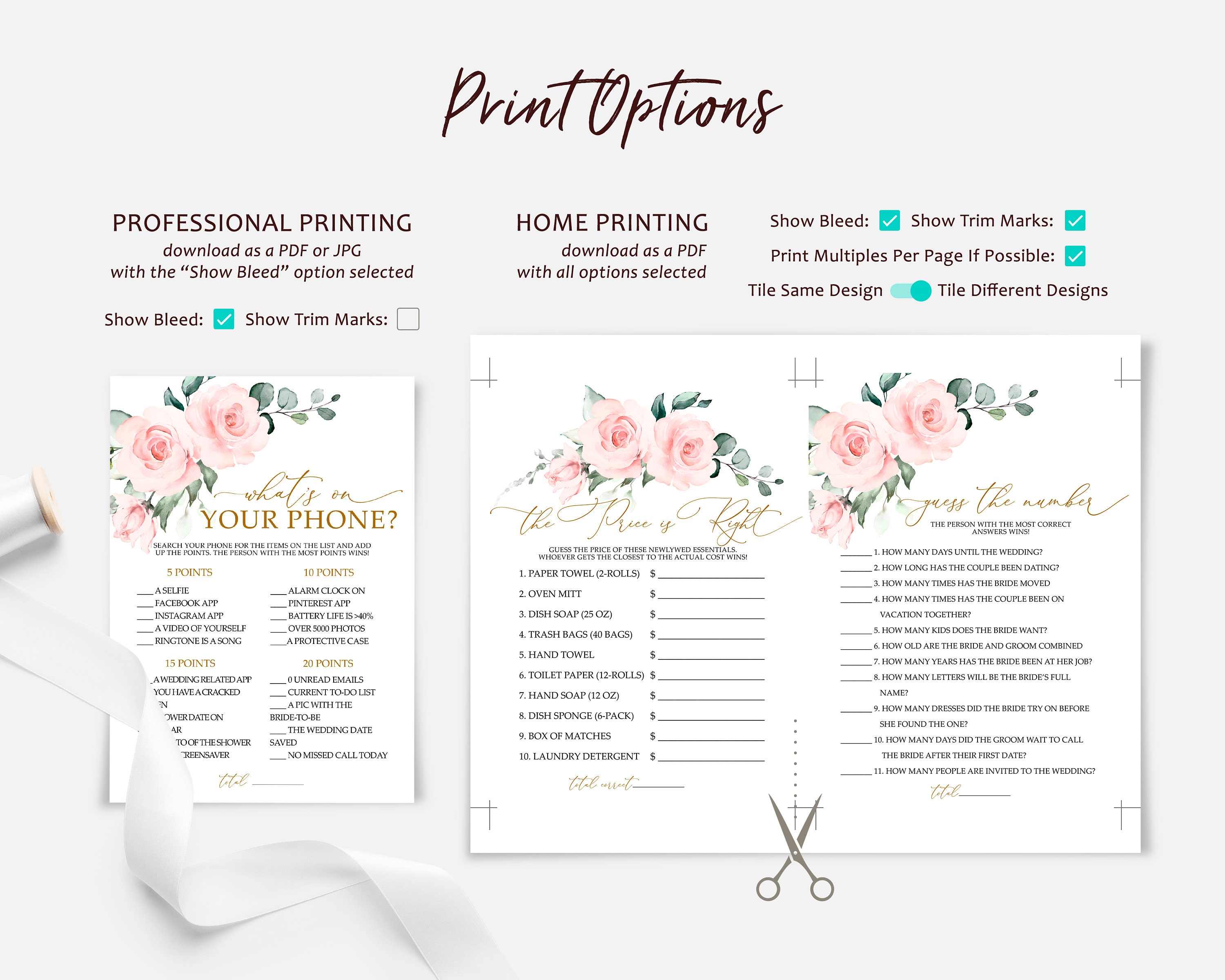 Blush Pink Floral Bridal Shower Games Bundle (editable, Printable) - Etsy
