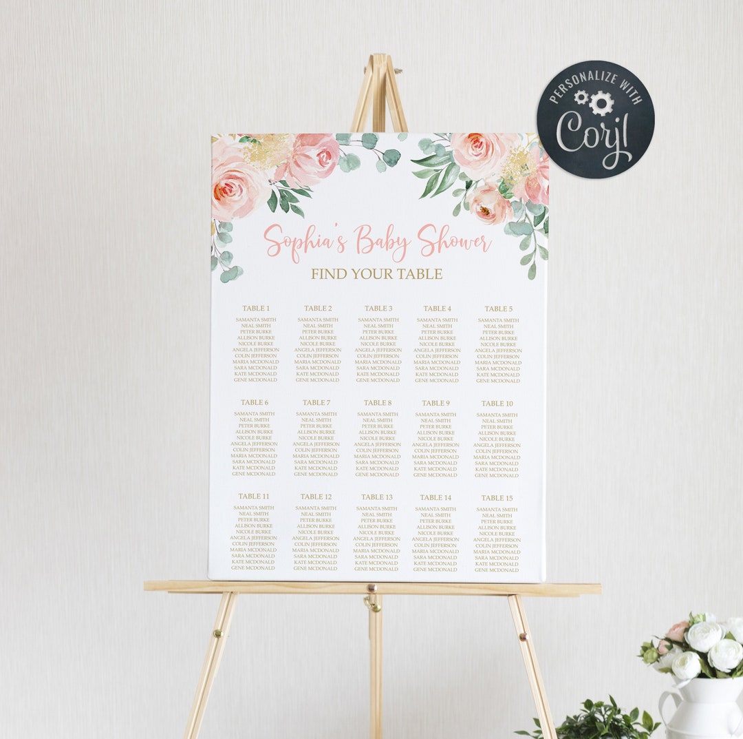 Blush Pink Floral Seating Chart: Editable Boho Template (instant ...