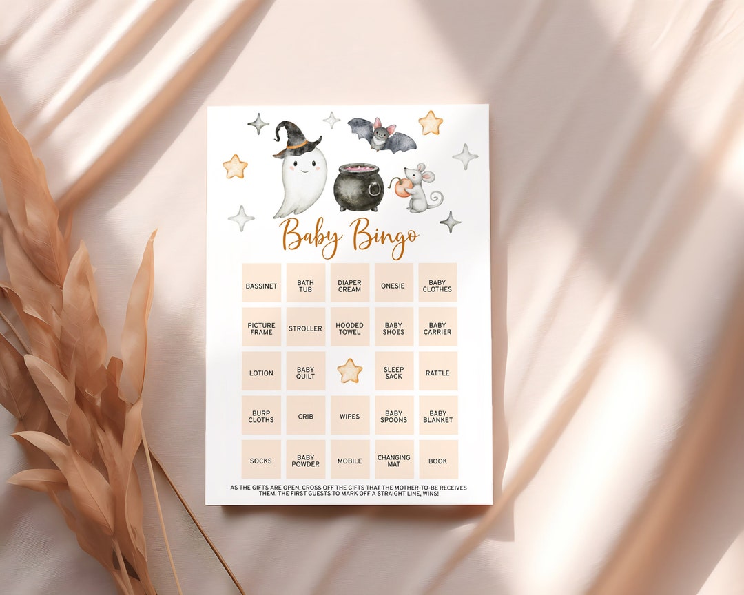 Halloween Baby Shower Bingo Game: Ghost, Pumpkin, Bat (EDITABLE ...
