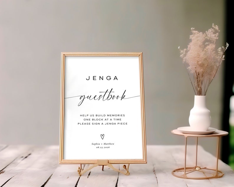 Minimalist Wedding Jenga Guestbook Sign: Modern Calligraphy (printable ...