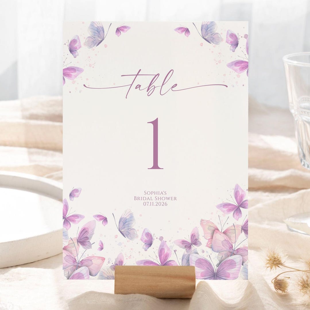 Butterflies Table Numbers | EDITABLE Template | Printable Boho ...