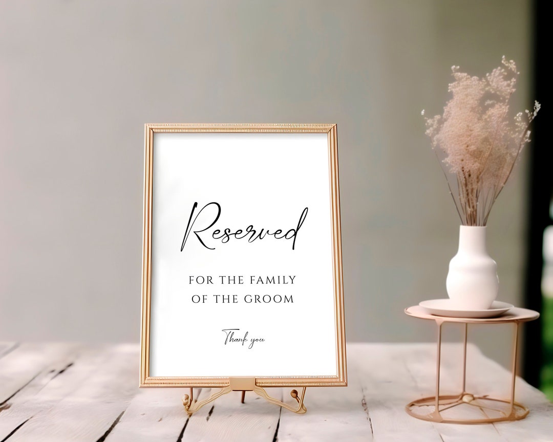 Minimalist Reserved Sign Template - Editable Reserved for Family Table ...
