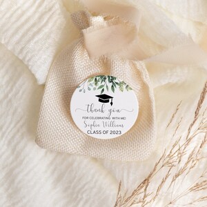 Greenery Graduation Thank You Tag, EDITABLE Template, Round Floral ...