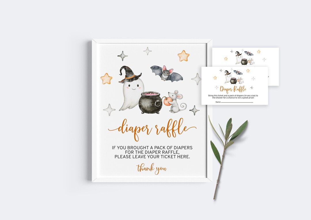 Little Boo Baby Shower Diaper Raffle Sign and Raffle Tickets, EDITABLE ...