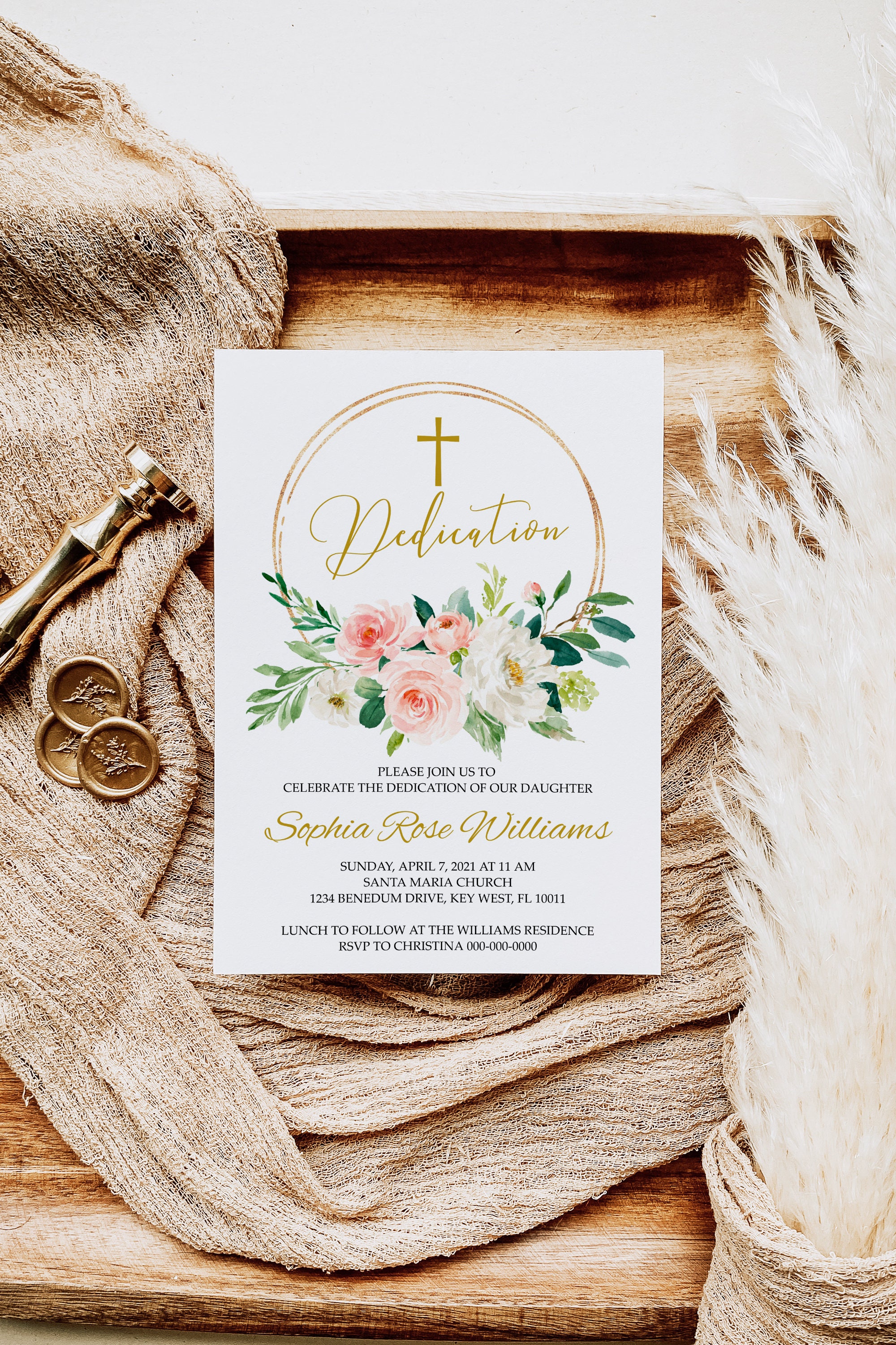 Floral Dedication Invitation EDITABLE Template Printable | Etsy