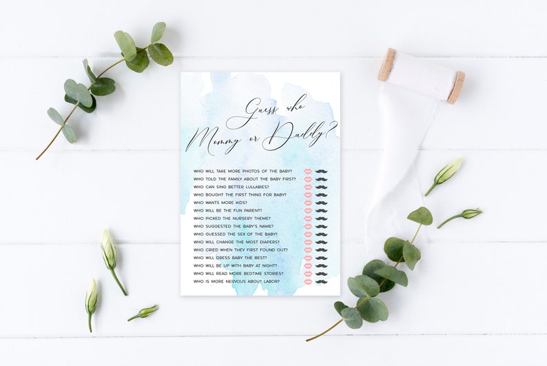 Blue Baby Shower Game Set EDITABLE Template Watercolors | Etsy