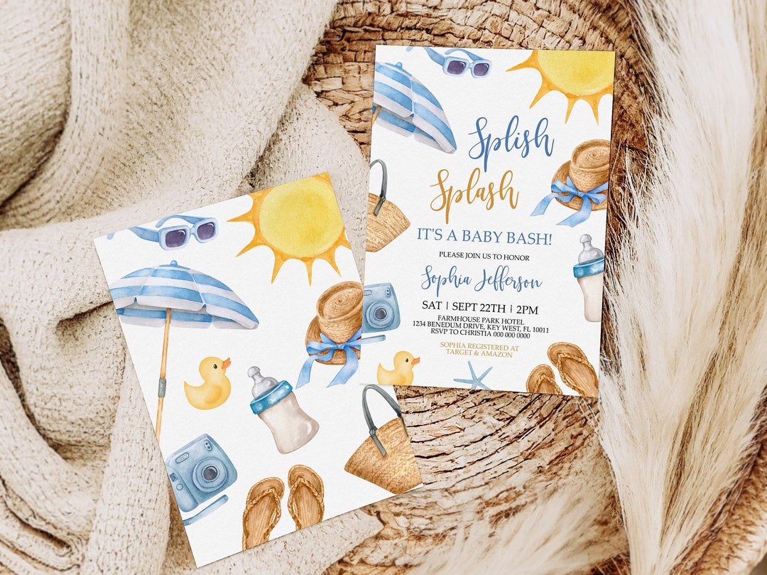 Splish Splash Baby Shower Invitation: Beach Theme (printable Editable ...