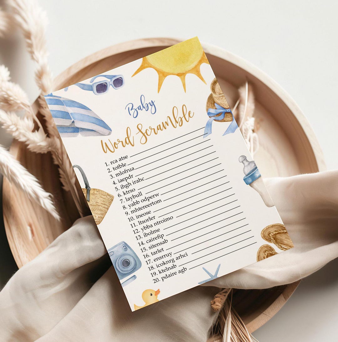Baby Word Scramble Game: Blue Beach Theme (EDITABLE Printable) - Etsy