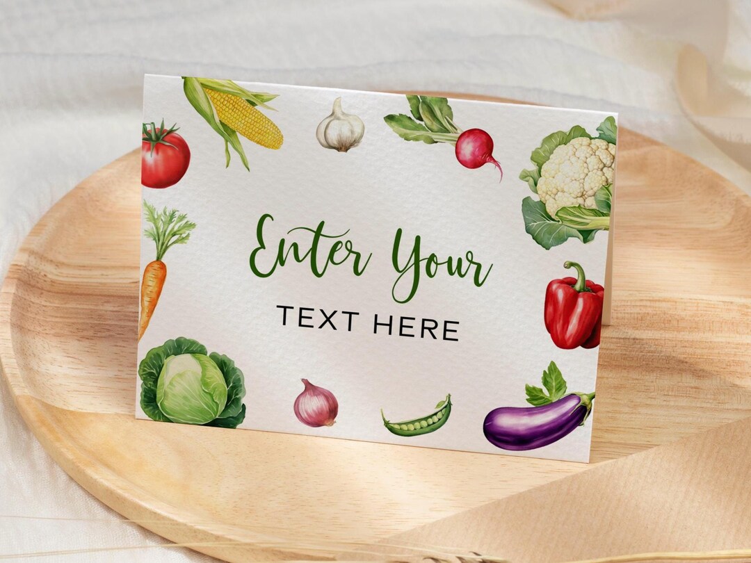 Editable Farm Food Label Template: Rustic Vegetable Buffet Cards ...