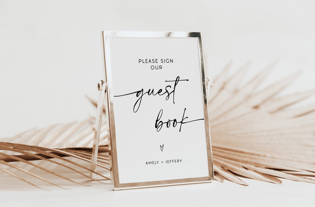 Please Sign Our Guestbook Sign, Printable Modern Minimalist Wedding ...