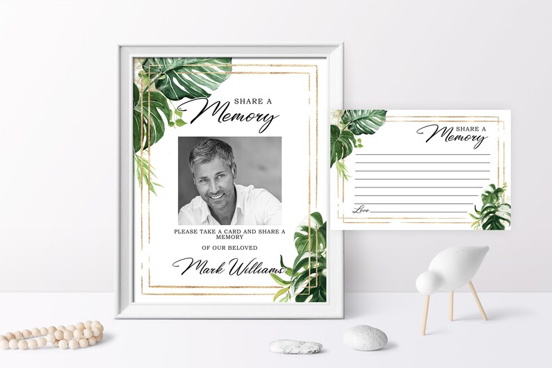 Tropical Funeral Bundle Template: Greenery Memorial Set (digital ...
