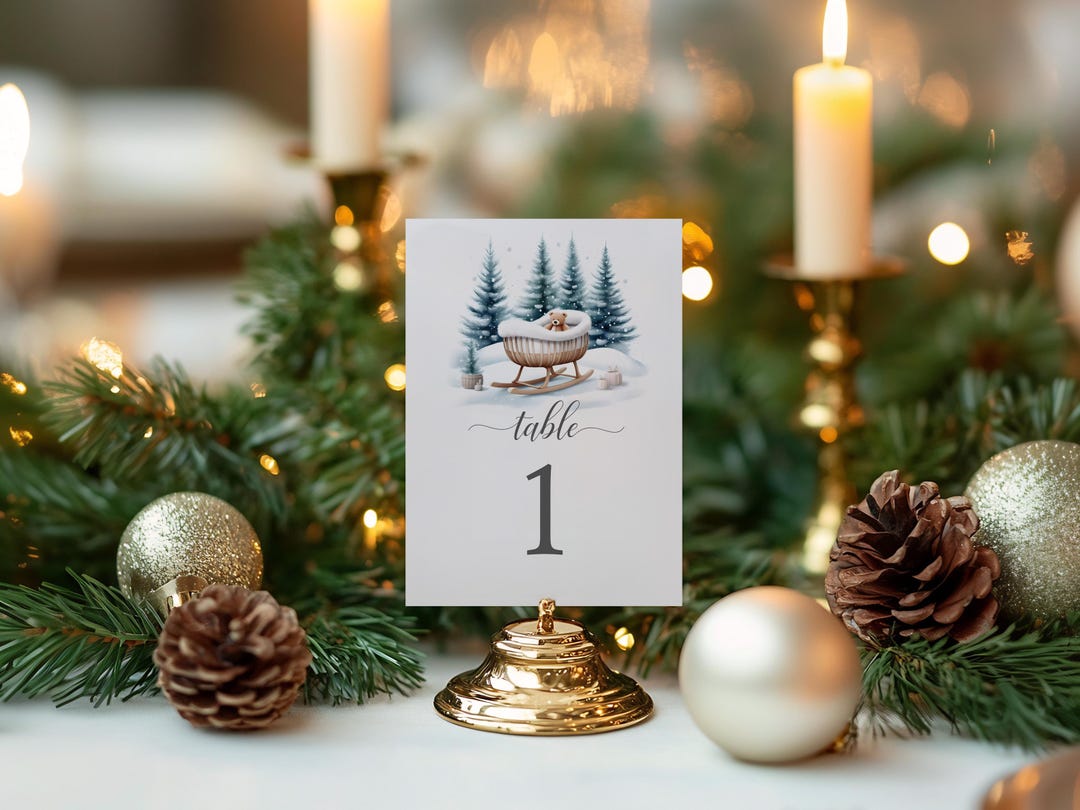 Winter Table Numbers EDITABLE Template Printable Pink Pine & Snowflake ...