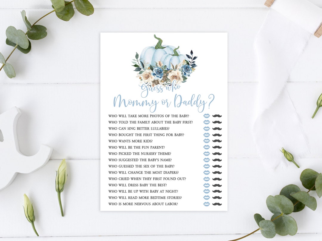 Blue Pumpkin Guess Who Game: Fall Baby Shower (digital Download) - Etsy