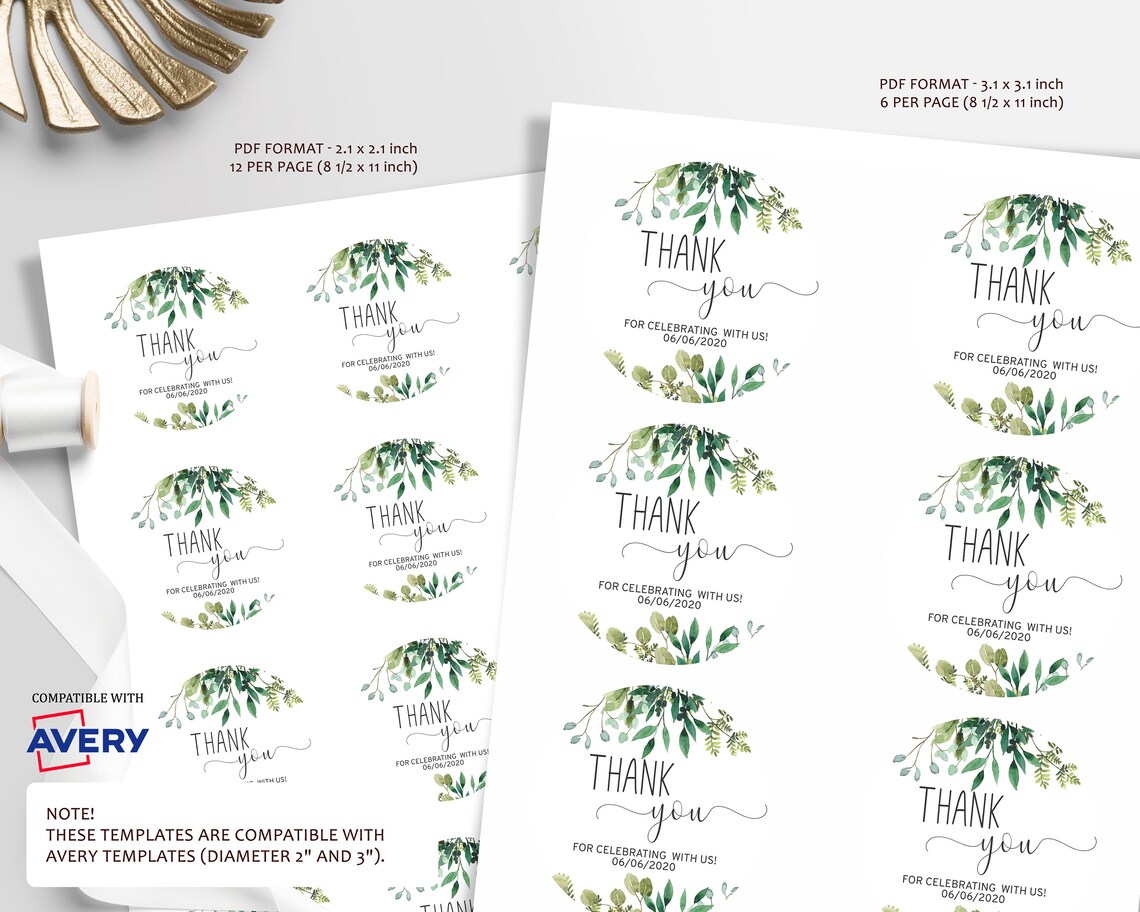 Greenery Thank You Tag EDITABLE Template Round Floral Thank - Etsy