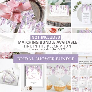 Purple Wisteria Water Bottle Label, EDITABLE Lavender Floral Baby ...