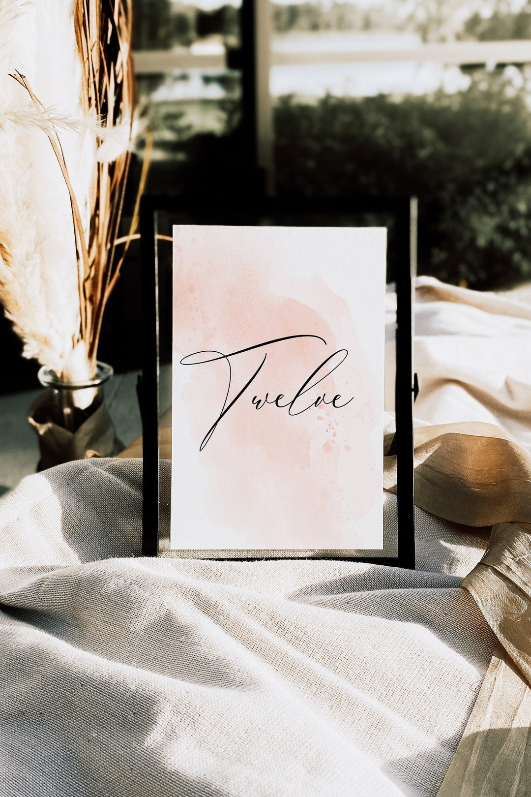 Blush Watercolor Wedding Table Numbers: Modern Calligraphy (editable ...
