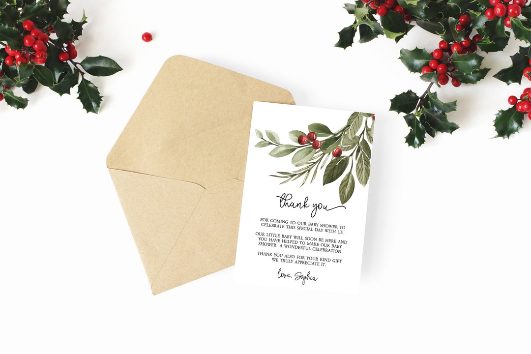 Christmas Thank You Note, EDITABLE Template, Printable Thank You Card ...