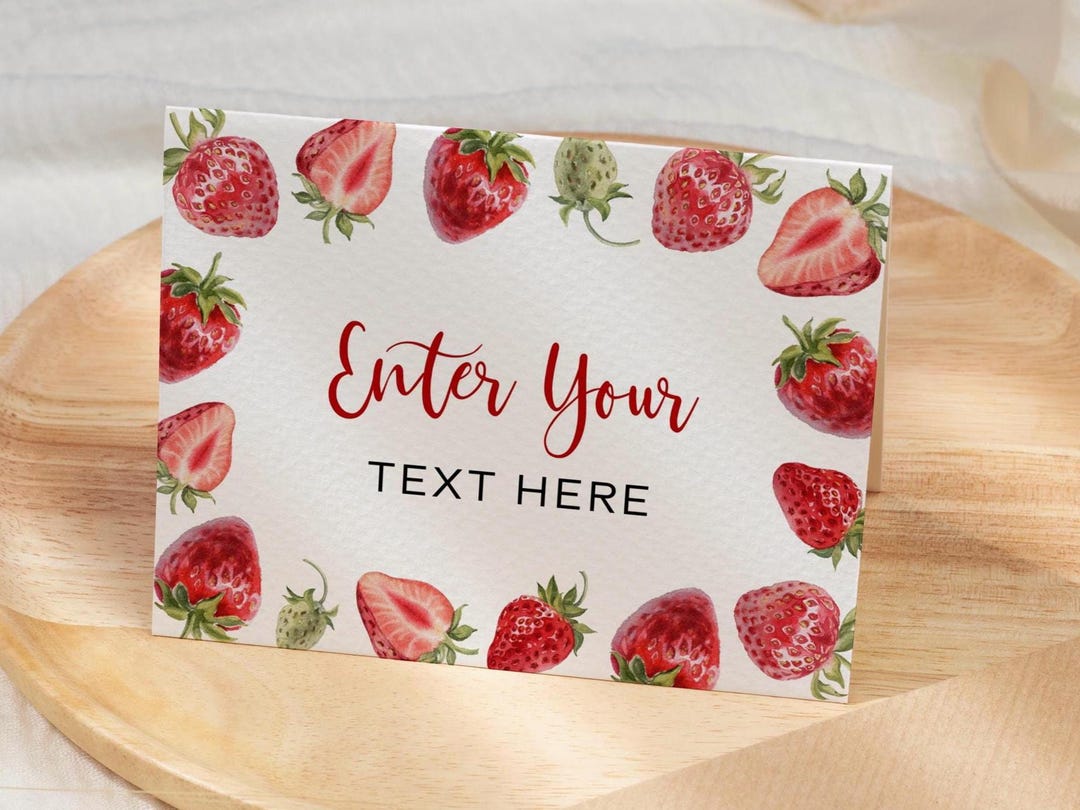 Editable Strawberry Tent Card | Printable Food Label, Name Tag or Table ...