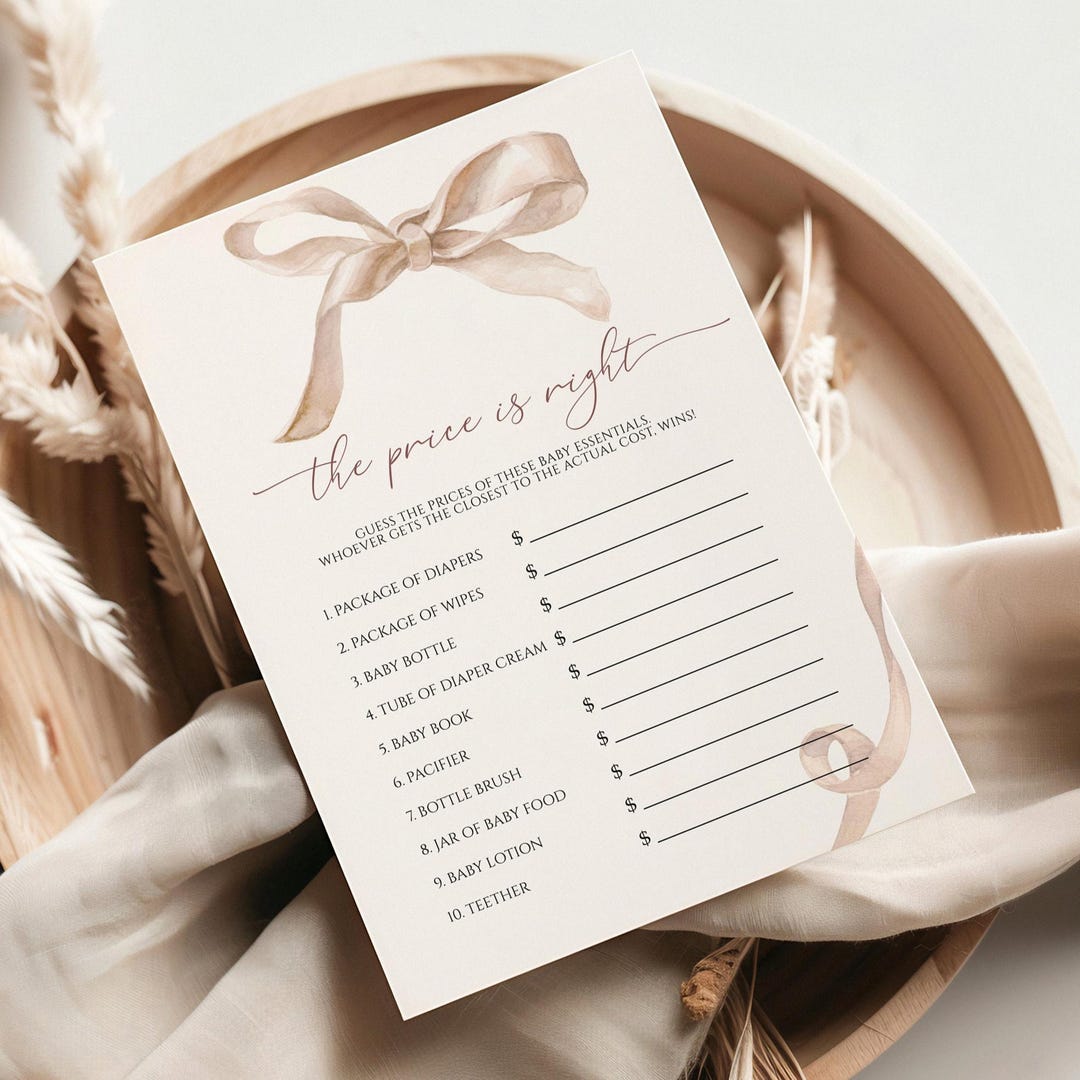 Watercolor Baby Shower Game: the Price is Right (editable Printable ...
