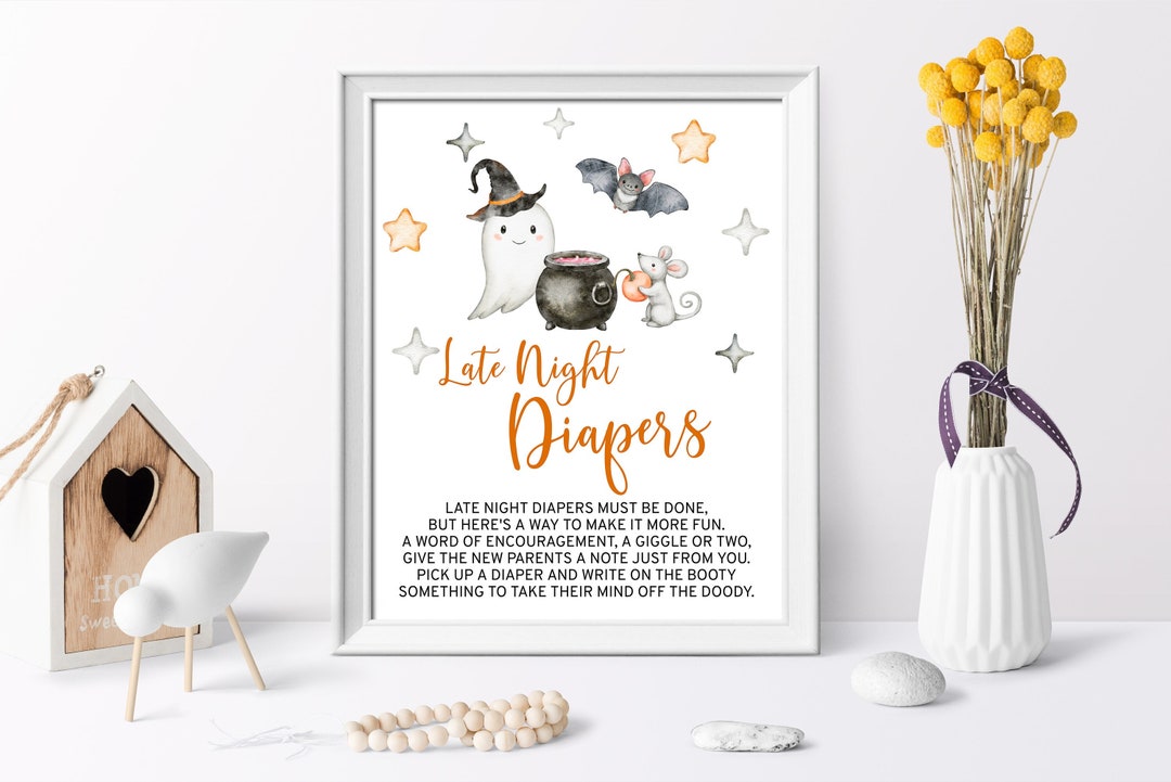 Halloween Baby Shower Diapers Sign, Ghost Theme (printable Template) - Etsy