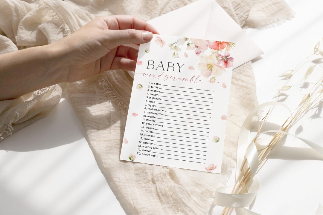 Wildflowers Baby Word Scramble Game | EDITABLE Printable Watercolor ...