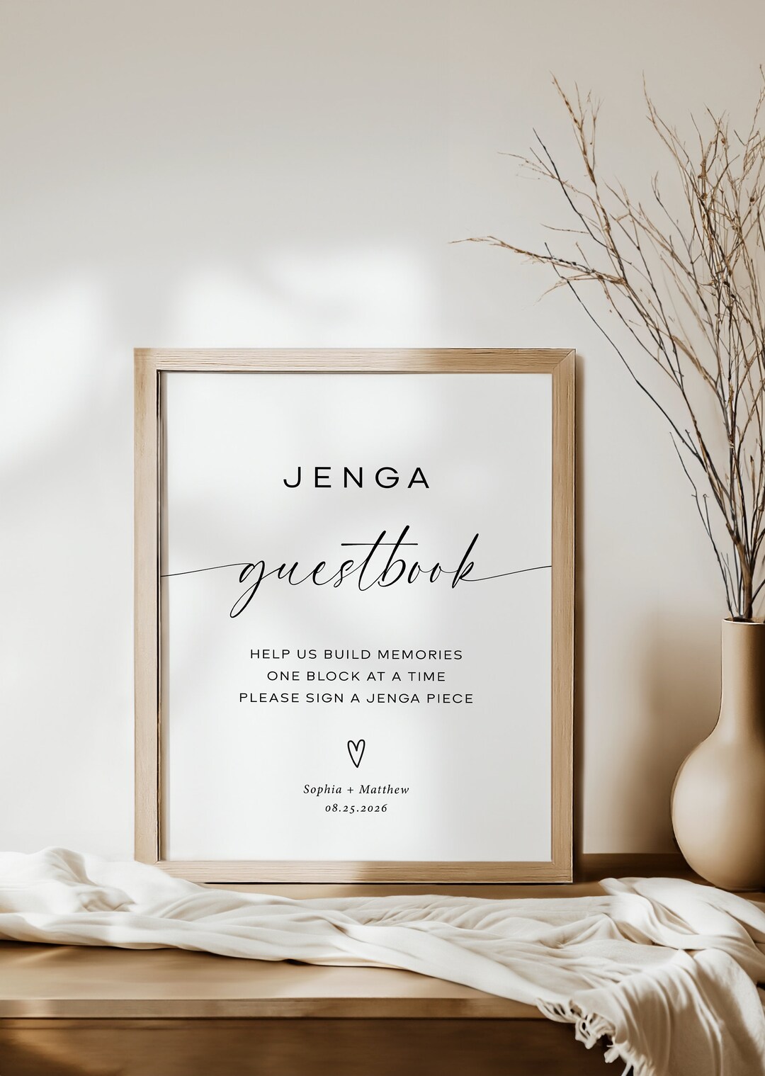 Minimalist Wedding Jenga Guestbook Sign: Modern Calligraphy (printable ...