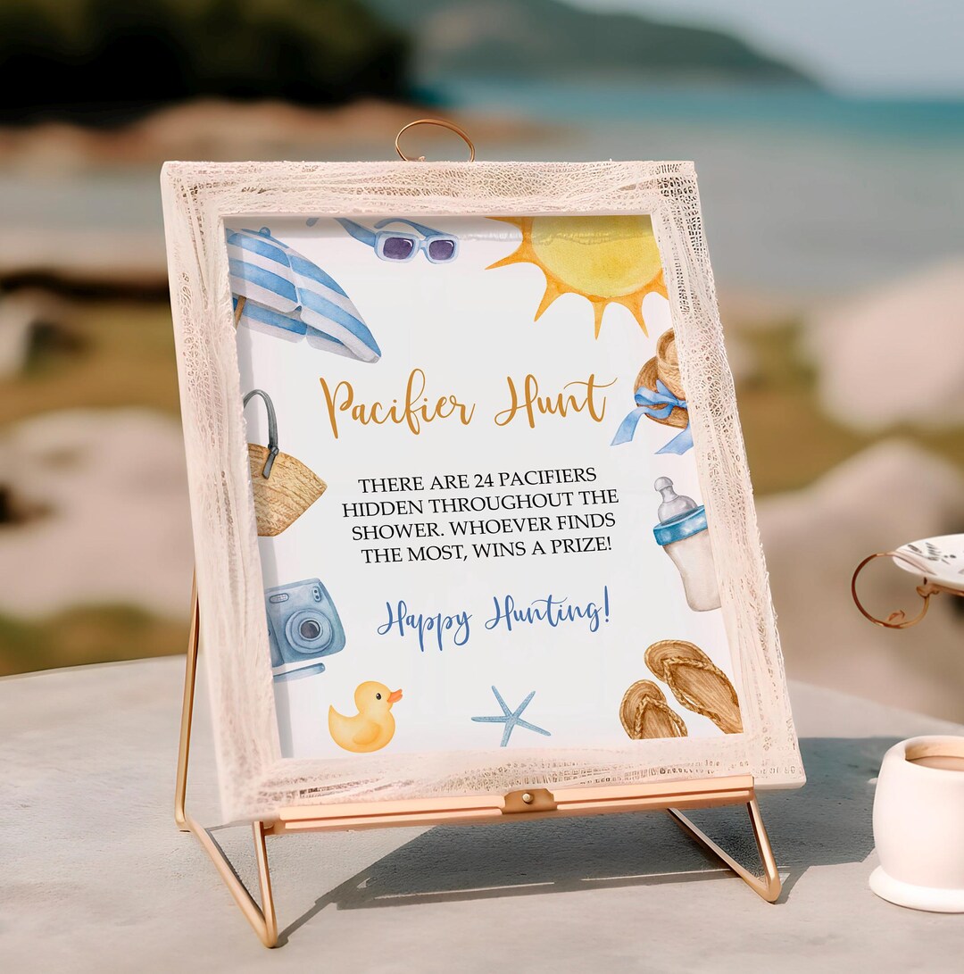 Splish Splash Baby Bash Pacifier Hunt Sign | Editable Printable Summer ...