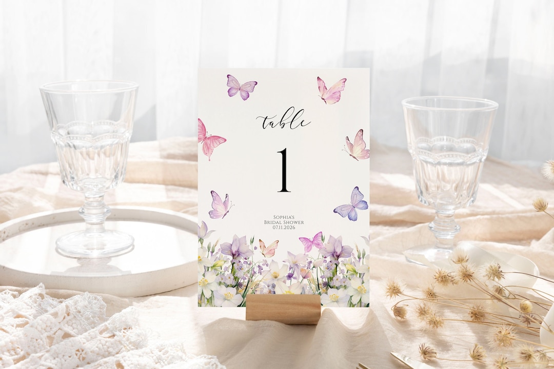 Butterflies Table Numbers | EDITABLE Template | Printable Boho ...