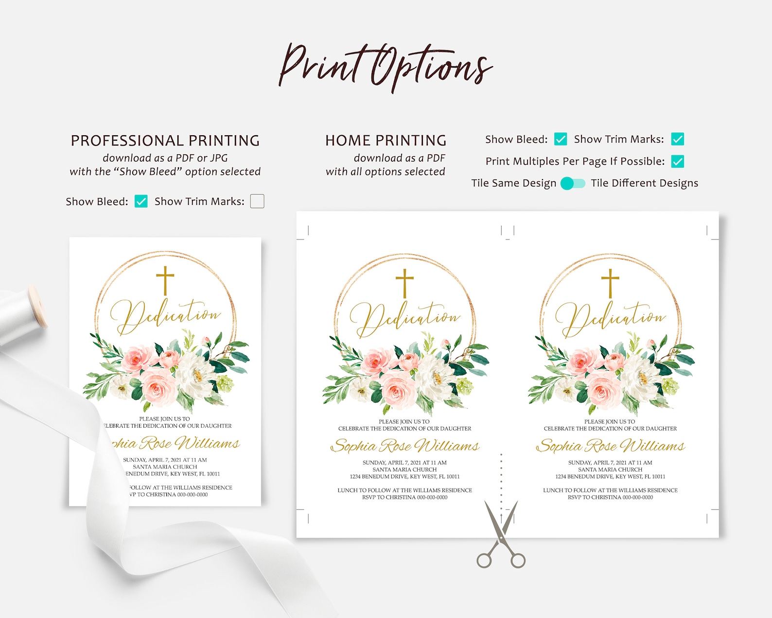 Floral Dedication Invitation EDITABLE Template Printable | Etsy